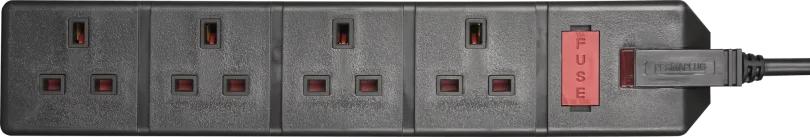 Masterplug 13 Amp 4 Gang Black Heavy Duty Mains Extension Lead - PVC C ...