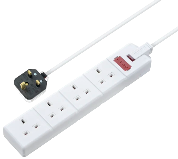 Masterplug 13 Amp 4 Gang White Heavy Duty Mains Extension Lead - PVC C ...
