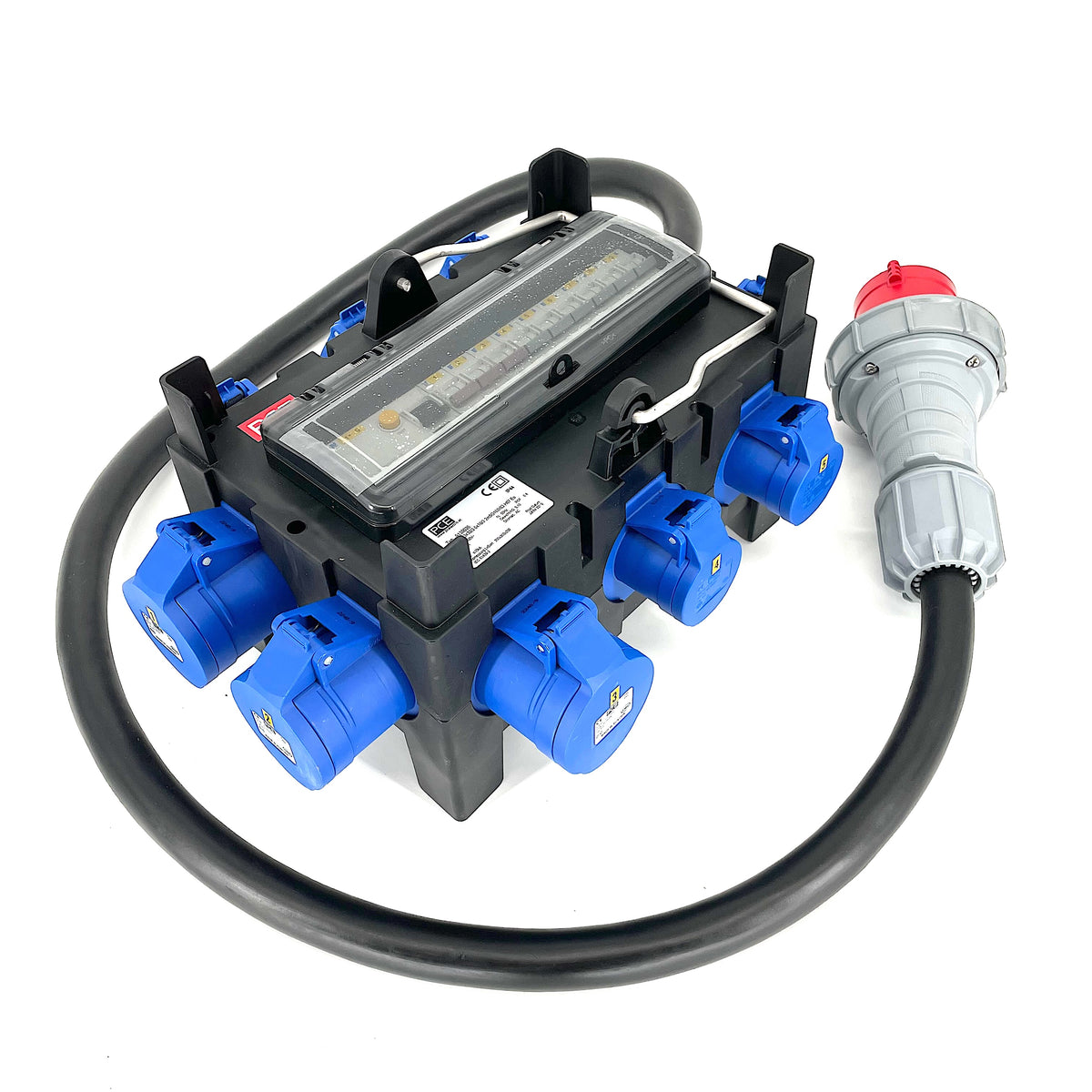PCE ISCHL Power Distribution Box 63A 5 Pin 400V 3 Phase with RCD/MCB ...