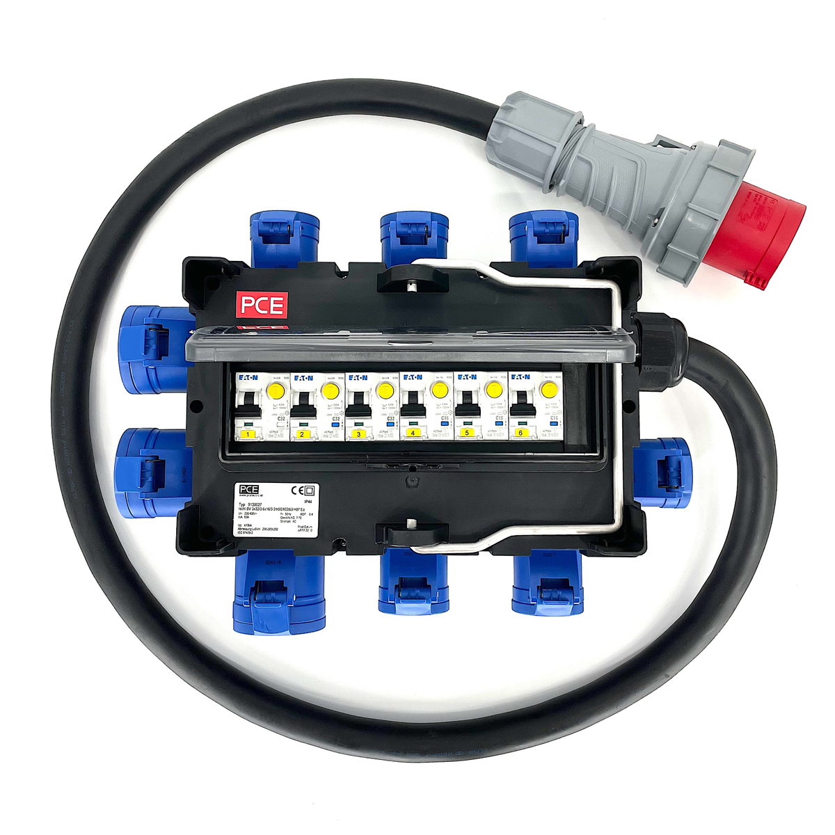 PCE ISCHL Power Distribution Box 63A 5 Pin 400V 3 Phase with RCBO ...