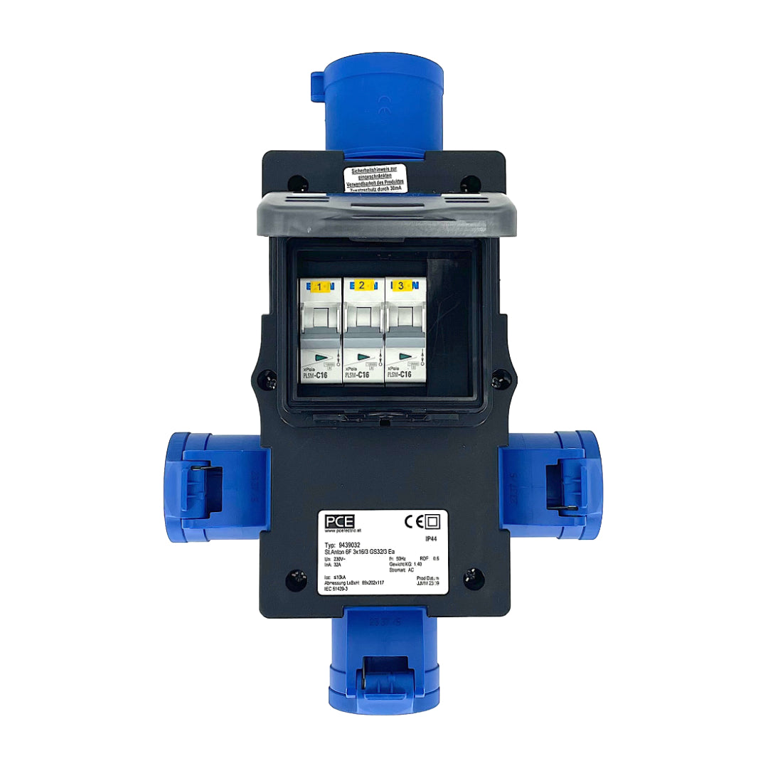PCE ST ANTON Power Distribution Box 32A 3 Pin 230V Single Phase with ...