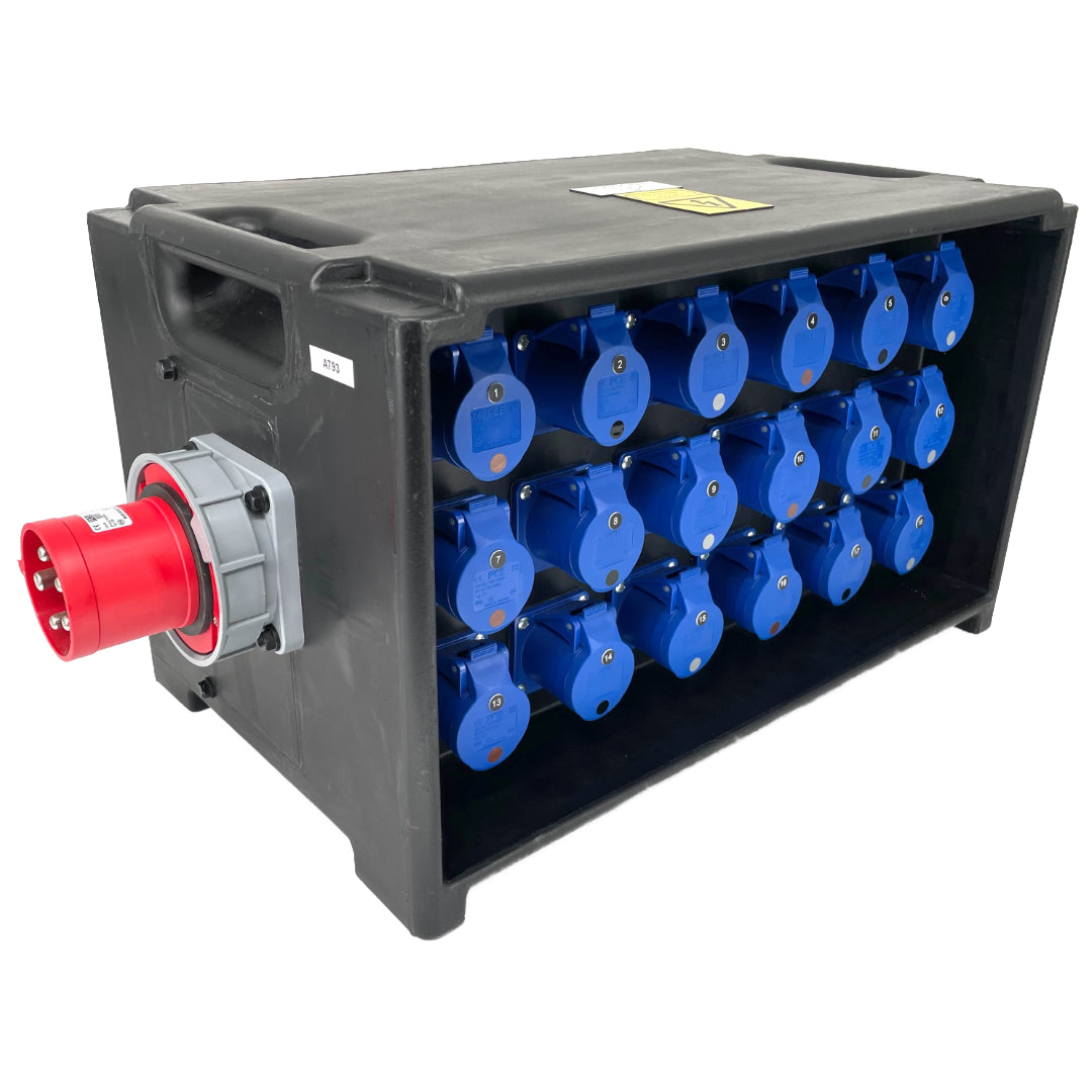 PCE MERZ Distribution Box 63A 400V - 18x 16A 230V - RCBOs (A793 ...