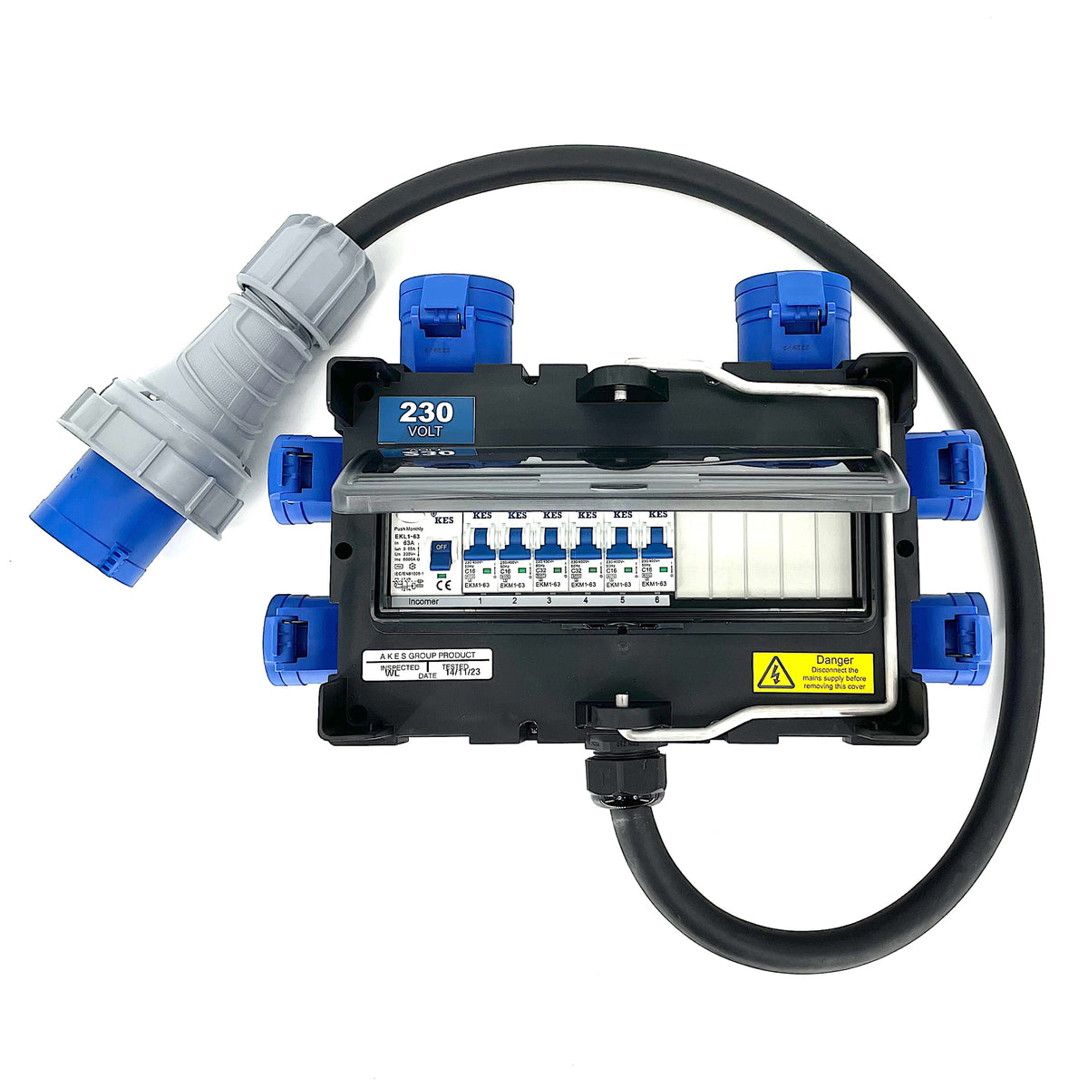 PCE ISCHL Power Distribution Box 63A 3 Pin 240V Single Phase with RCD ...