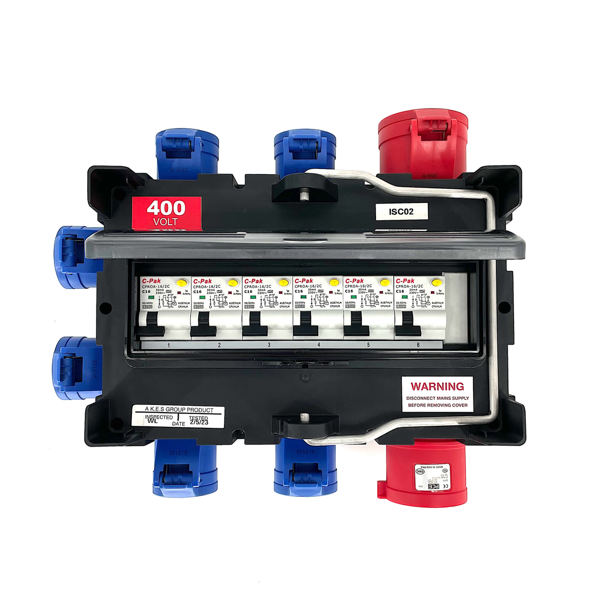 PCE ISCHL Power Distribution Box 32A 5 Pin 400V 3 Phase with RCBO ...