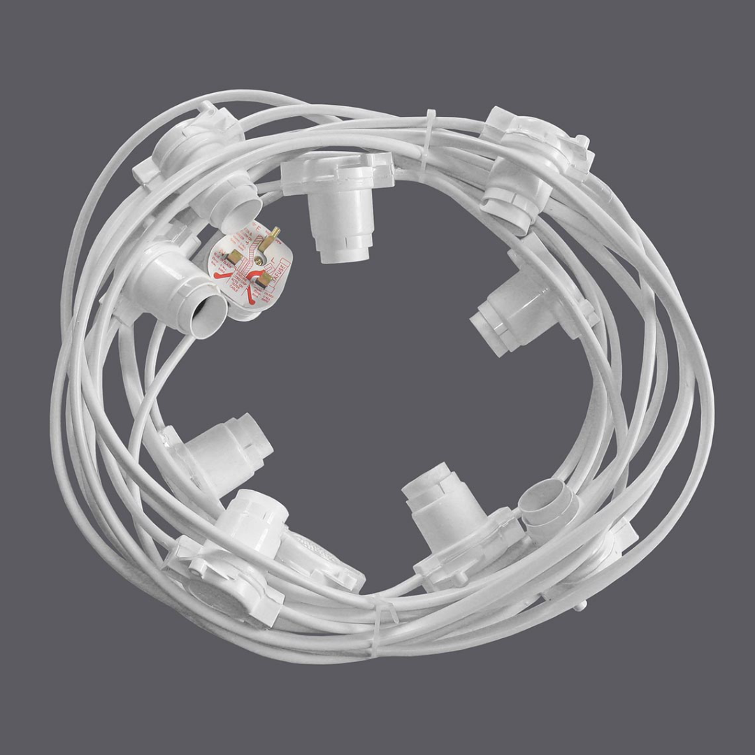 Turnock Heavy Duty IP55 Festoon Lighting with White Rubber or PVC Cable ...