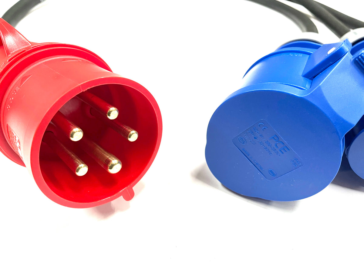 32A 415V 5 Pin 3 Phase to 32A 240V 3 Pin 1 Phase Soft Y Splitter ...