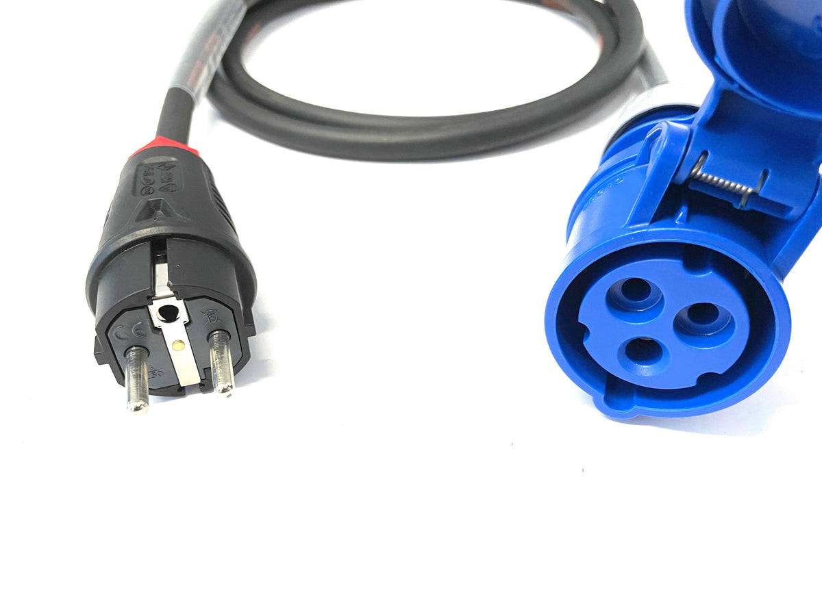 EU Schuko 2 Pin Plug to 16A Socket Adaptor Lead with H07RN-F Rubber ...